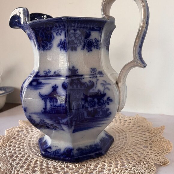 Flow Blue China | Dining | Antique Flow Blue Pitcher Earthenware ...